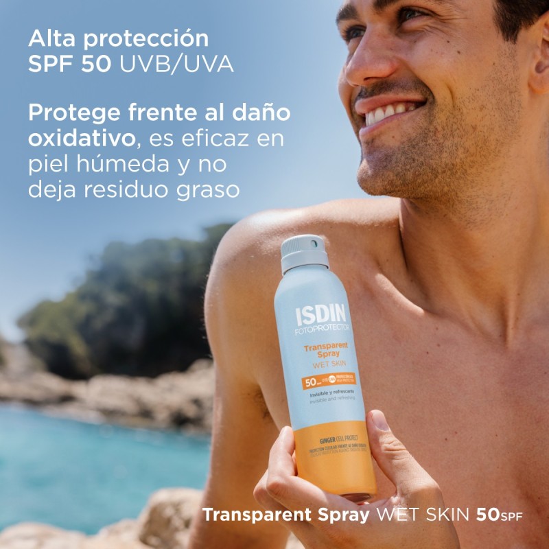 FOTOPROTECTOR ISDIN TRANSPARENT SPRAY WET SKIN SPF50+ 250ML